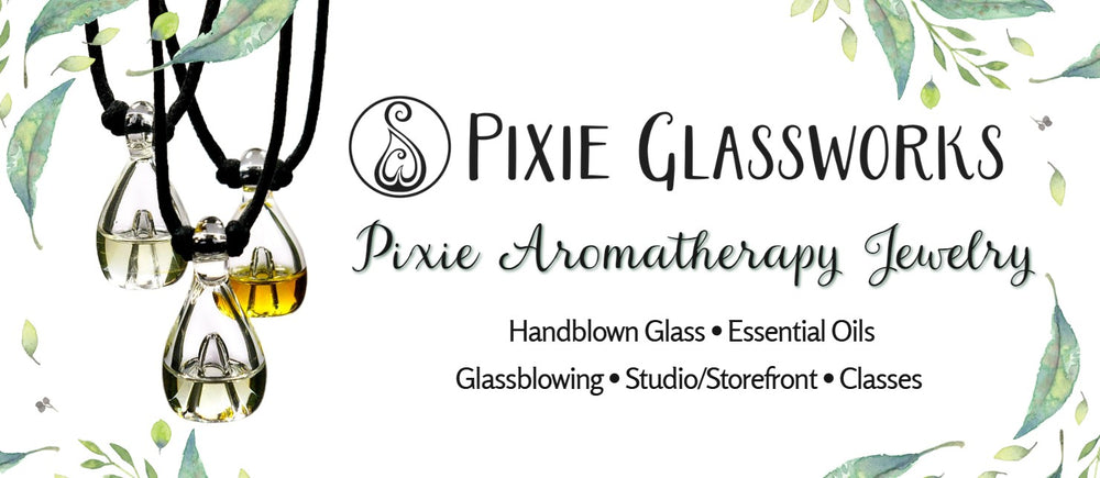 Pixie Glassworks Aromatherapy Jewelry; handblown jewelry that makes scents!