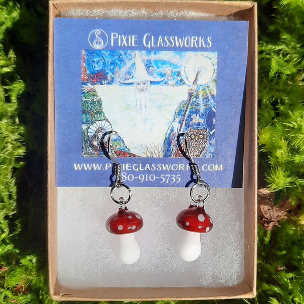 Mushroom Earrings - Pixie Glassworks